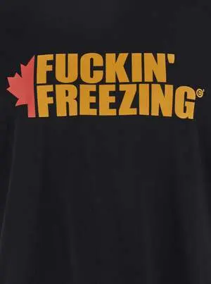 Dsquared2 Crewneck T-shirt With Print On The Front And Logo Lettering On The Rear In Cotton - Black