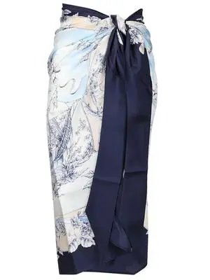 FERRAGAMO Pareo With Travel Print - Blue