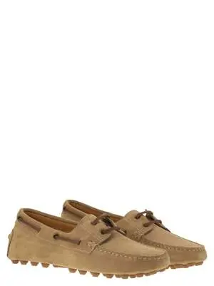 TOD'S Suede Bubble Boat Shoes - Cream