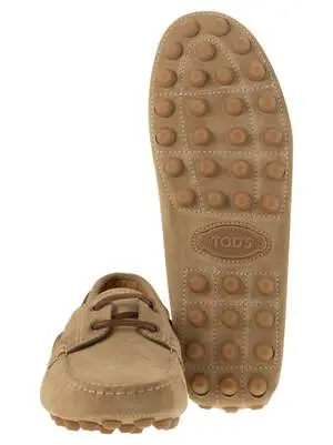 TOD'S Suede Bubble Boat Shoes - Cream