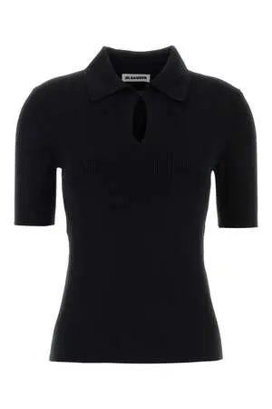 JIL SANDER Wool Polo Shirt - Black