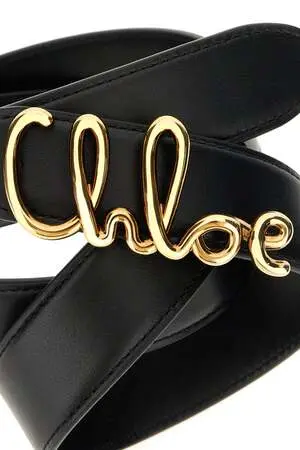Chloé Leather Belt With Gold Tone Logo Hardware - Multicolor