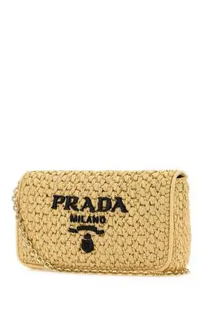 Prada Raffia Crossbody Bag - Brown