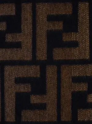 Fendi Brown Scarf With Fringed Hem And All-over Ff Logo In Wool And Cashmere For - Multicolor