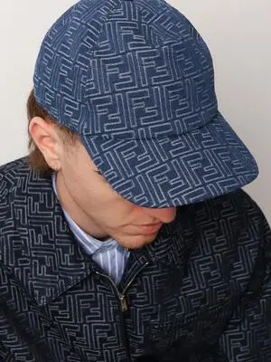 Fendi Ff Jacquard Denim Baseball Hat