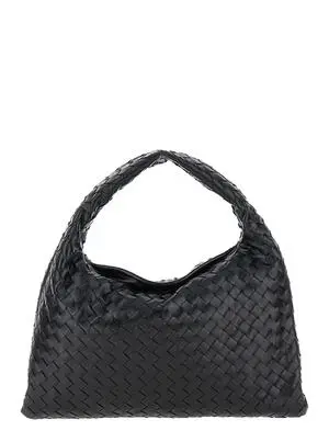 Bottega Veneta Shoulder Bag 'hop Piccola' With Intreccio Motif In Leather For - Black
