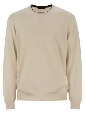 FAY Cotton Crew-neck Jumper - Cream