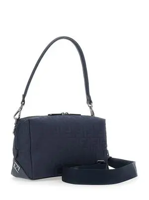 Fendi Lui Medium' Blue Shoulder Bag With Ff All-over Motif In Tech Fabric - Multicolor