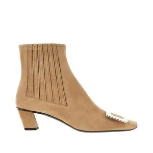 ROGER VIVIER ROGER VIVIER Suede Leather Belle Vivier Chelsea Boots Cream