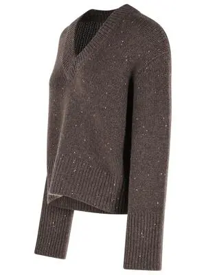 LISA YANG Anella Sparkly' Cocoa Cashmere Sweater