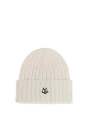 Moncler Wool Beanie With Logo - White