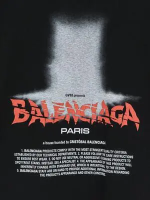 Balenciaga Cotton T-shirt With Front Logo Print - Black
