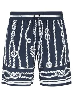 Dolce & Gabbana Corde' Navy Polyester Swimsuit - Blue