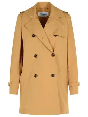 Max Mara Landa' Black Cotton Trench Coat - Cream