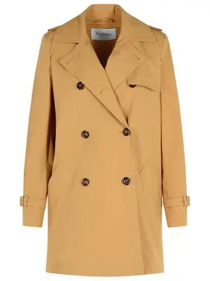 Max Mara Landa' Black Cotton Trench Coat - Cream