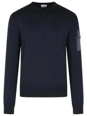 Moncler Tricot' Virgin Wool Sweatshirt - Blue