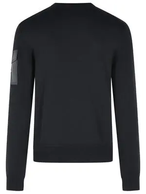 Moncler Tricot' Virgin Wool Sweatshirt - Blue