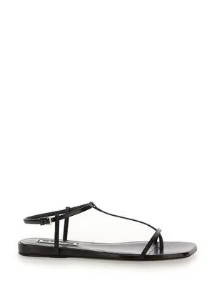 JIL SANDER Black Sandals With Ankle Buckle Closure In Leather - Multicolor
