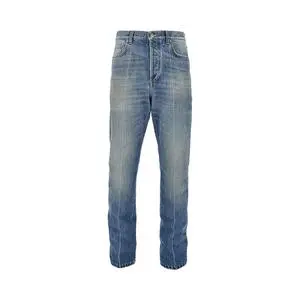 Versace Versace Men Cotton Denim Jeans With Medusa Detail Blue