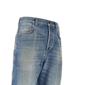 Versace Cotton Denim Jeans With Medusa Detail - Blue