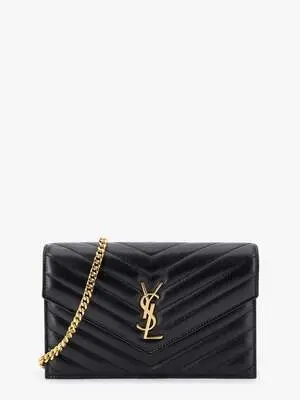 Saint Laurent Leather Crossbody Bag With Metal Cassandre Logo - Multicolor