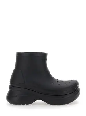 Balenciaga Crocs' Black Ankle Boots With Embossed Logo On The Front In Tech Fabric - Multicolor