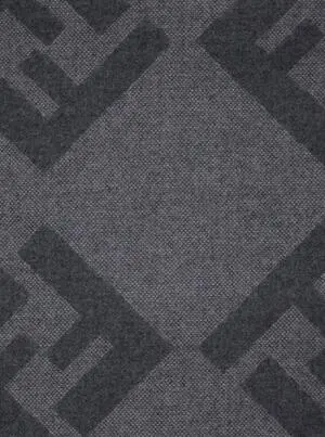 Fendi Grey Fringed Edge Scarf With All-over Ff Logo In Wool - Gray