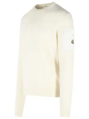 Moncler Tricot' Ivory Virgin Wool Sweatshirt