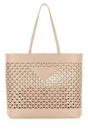 Prada Sand Leather Shopping Bag - Brown