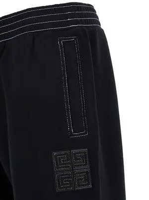 Givenchy Black Jogger Pants With 4g Embroidery In Cotton