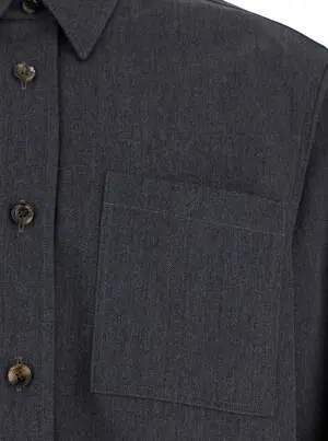 Gucci Grey Shirt With Pointed Collar In Wool