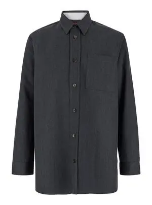 Gucci Grey Shirt With Pointed Collar In Wool - Multicolor