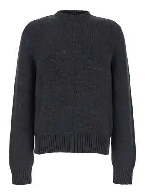 Burberry Grey Sweater With Equestrian Knight Jacquard Motif In Cashmere - Multicolor