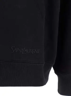 Saint Laurent Cotton Logo Embroidered Hoodie - Multicolor
