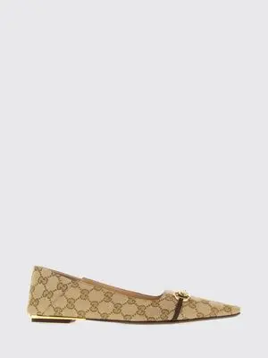 Gucci Vittoria Gg Jacquard Fabric Ballet Flats With Horsebit Detail - Brown