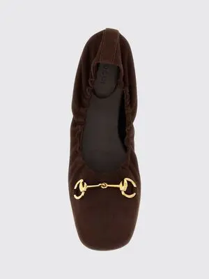 Gucci Prima Suede Ballet Flats With Horsebit Detail - Brown