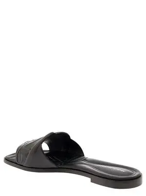 Alexander McQueen Quilted Sandals With Logo Motif In Leather - Black
