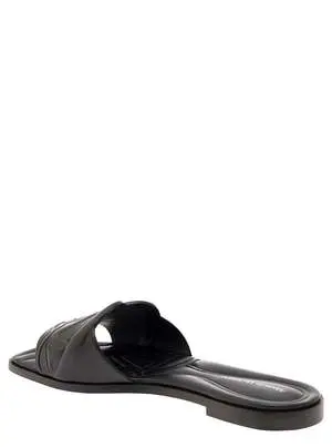 Alexander McQueen Quilted Leather Logo Sandals - Black