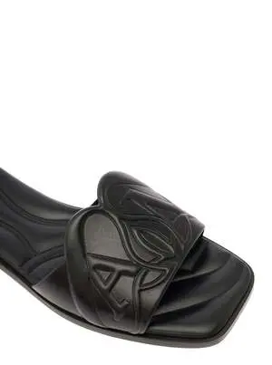Alexander McQueen Quilted Leather Logo Sandals - Black