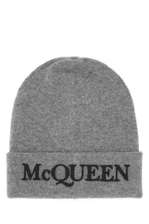 Alexander McQueen Grey Cashmere Beanie Hat - Gray