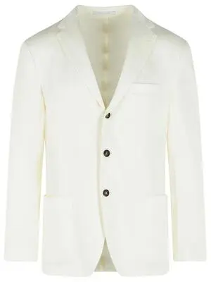 Eleventy Blazer In Linen Blend - White