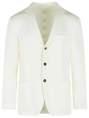 Eleventy Blazer In Linen Blend - White