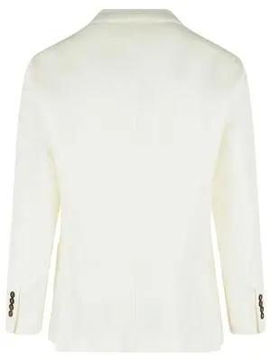 Eleventy Blazer In Linen Blend - White