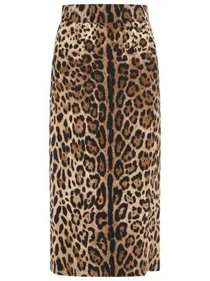 Dolce & Gabbana Leopard Viscose Skirt - Brown