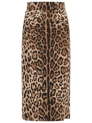 Dolce & Gabbana Leopard Viscose Skirt - Brown