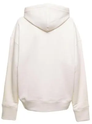 JIL SANDER Woman's White Cotton Hoodie With Logo Print - Multicolor