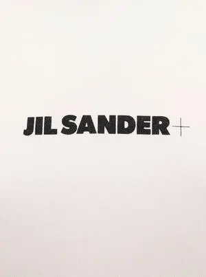 JIL SANDER Woman's White Cotton Hoodie With Logo Print - Multicolor