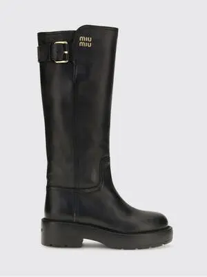 Miu Miu Buffalo Leather Boots - Black