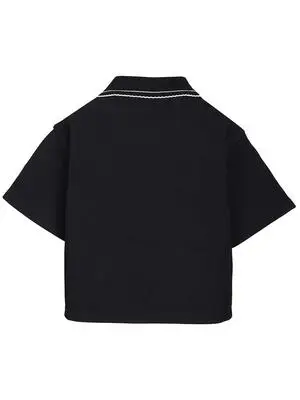 Miu Miu Cotton Jersey Cropped Polo Shirt - Blue