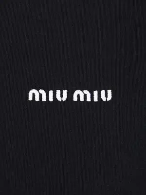 Miu Miu Cotton Jersey Cropped Polo Shirt - Blue